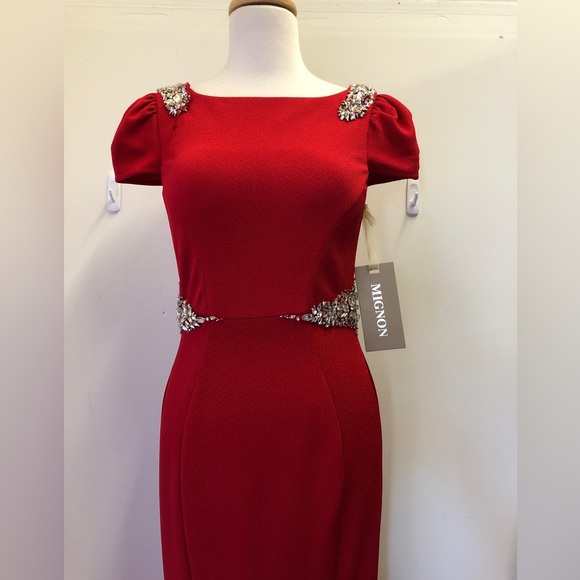 Mignon | Dresses | Mignon Red Embellished Long Formal Mermaid Gown ...